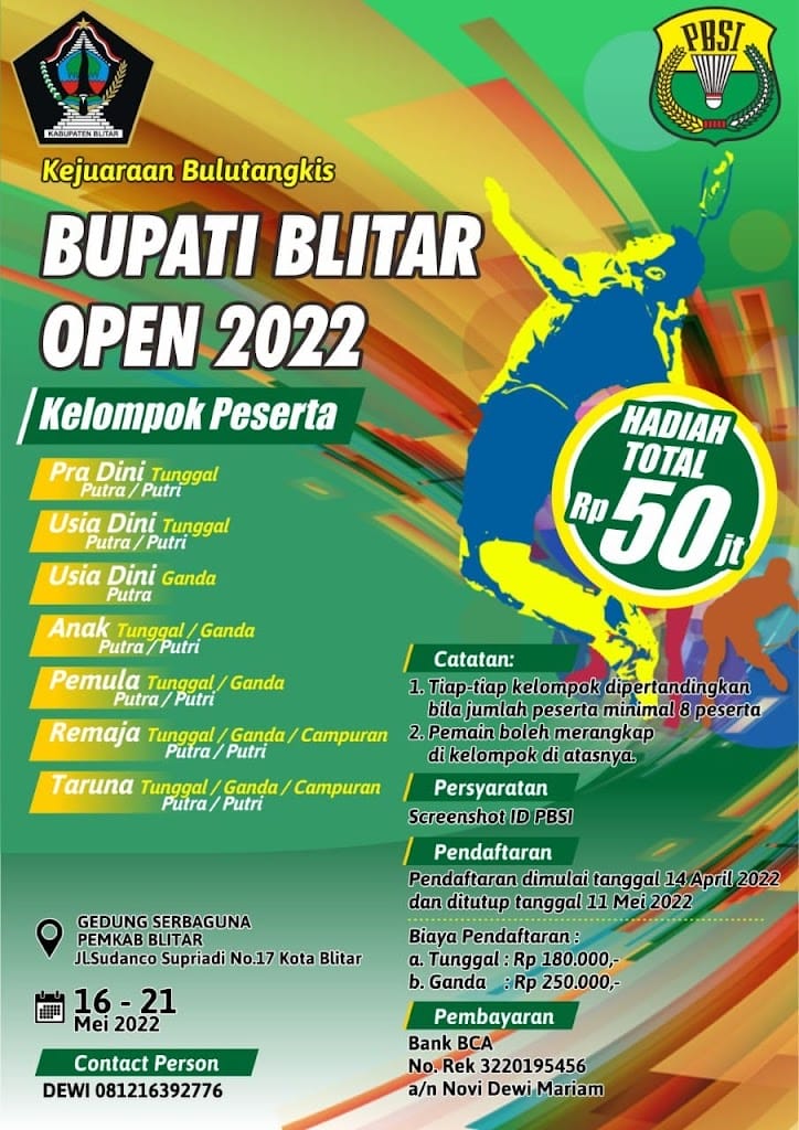 Ikuti Kejuaraan Bulutangkis Bupati Blitar Open Tahun 2022 - Update Berita Dan Informasi Terbaru ...